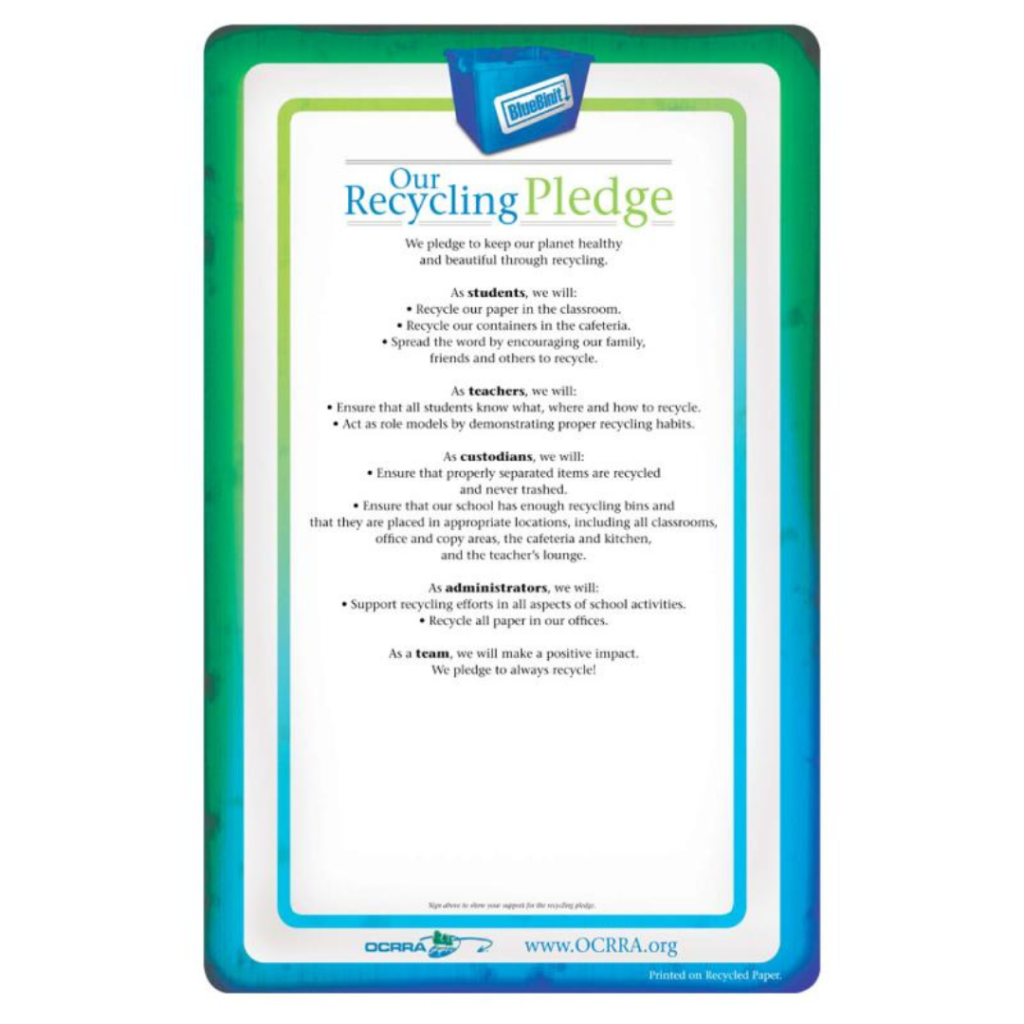 Classroom Recycling Pledge Poster – Order Supplies – Schools